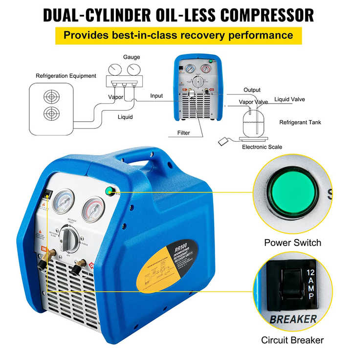 R134A AC Refrigerant Recovery Machine 1HP & 3/4HP, OEM | Wholesale
