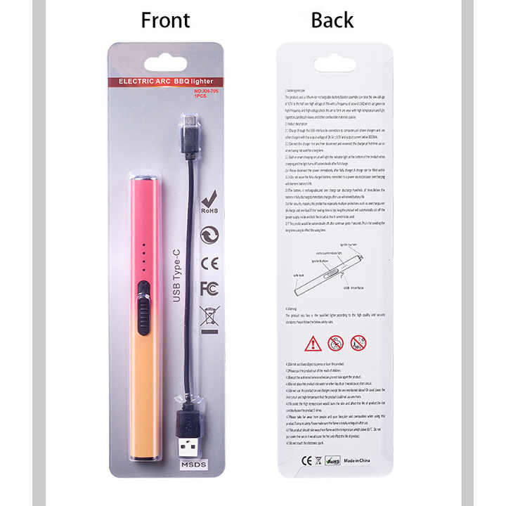 Hot Selling Electric Type-c Lighters Gas Kitchen BBQ USB Rechargeable ...