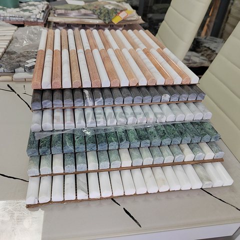 New Design Beige Travertine Wands Curve Fluted Marble Tile