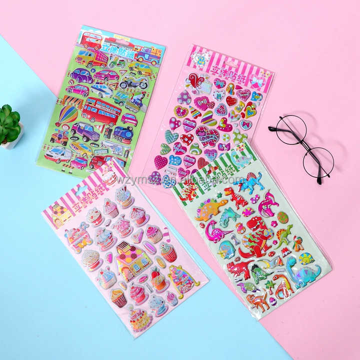 Cartoon 3D Hologram Shiny Puffy Sticker for Promotional Gifts| Alibaba.com