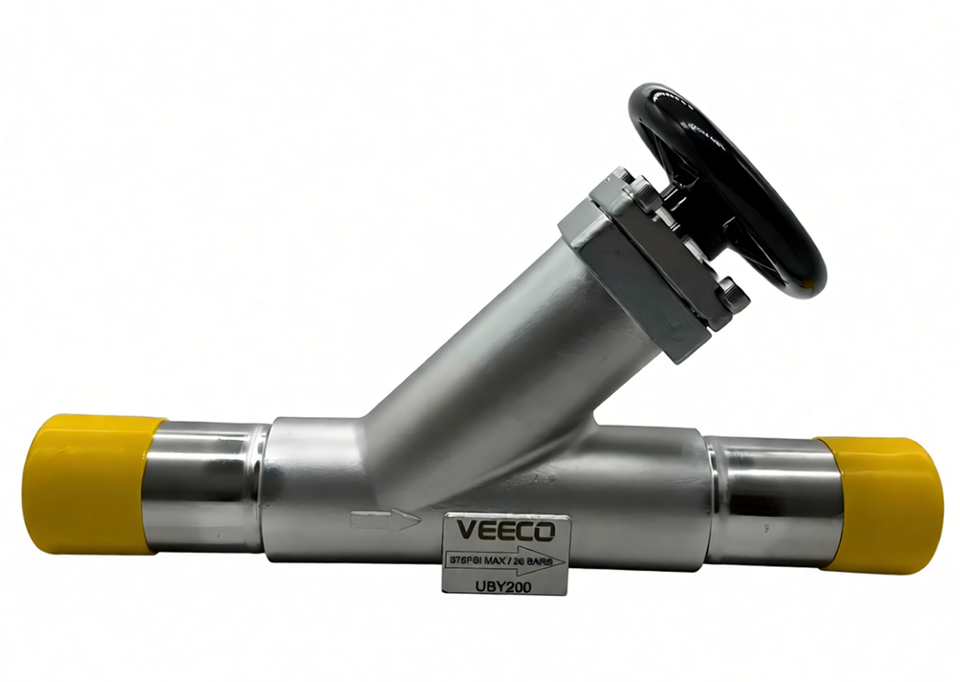 VEECO Y Type 1-way Manual Bellows Seal Globe Valve Butt Welded SS316L 1 ...