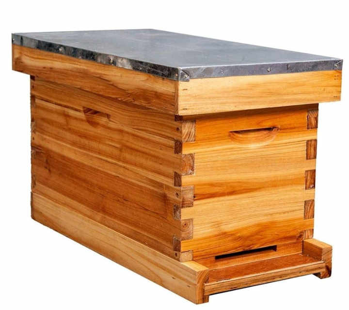 Durable Wooden Beehive Box Kit with Metal Roof Carved Rectangle Shape ...