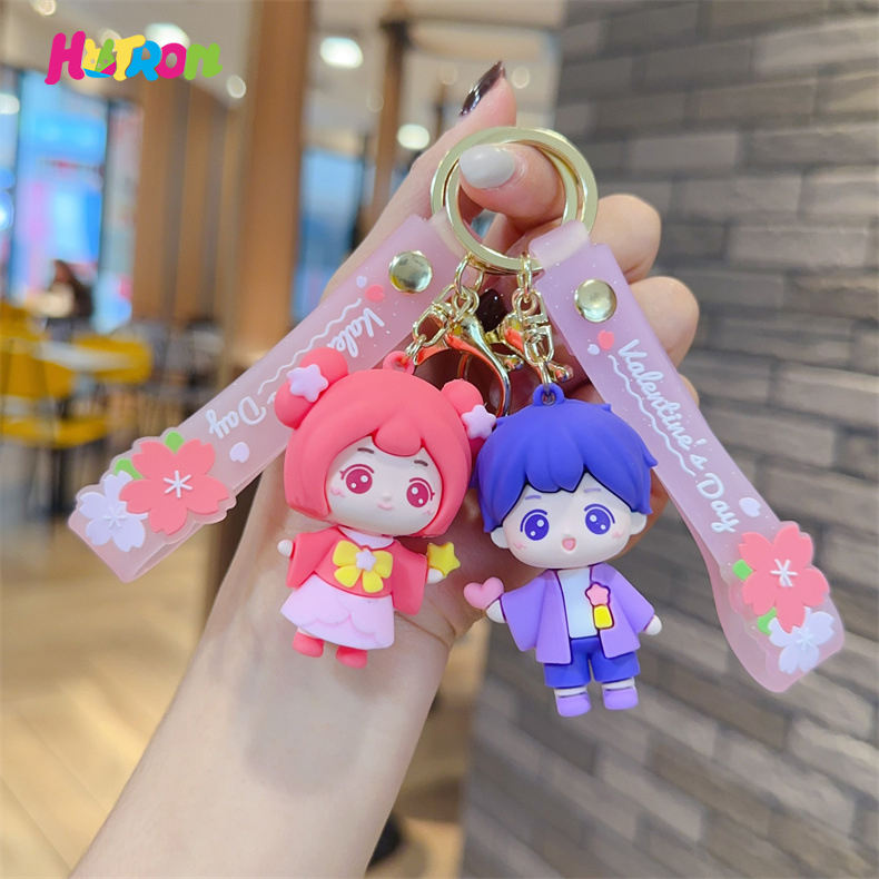 2025 Popular Couple Silicone Keychain Kawaii Boy Girl Keychain Backpack ...
