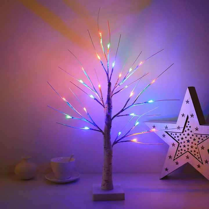 Lighted Black Halloween Tree for Tabletop 2FT Spooky Tree with LED ...