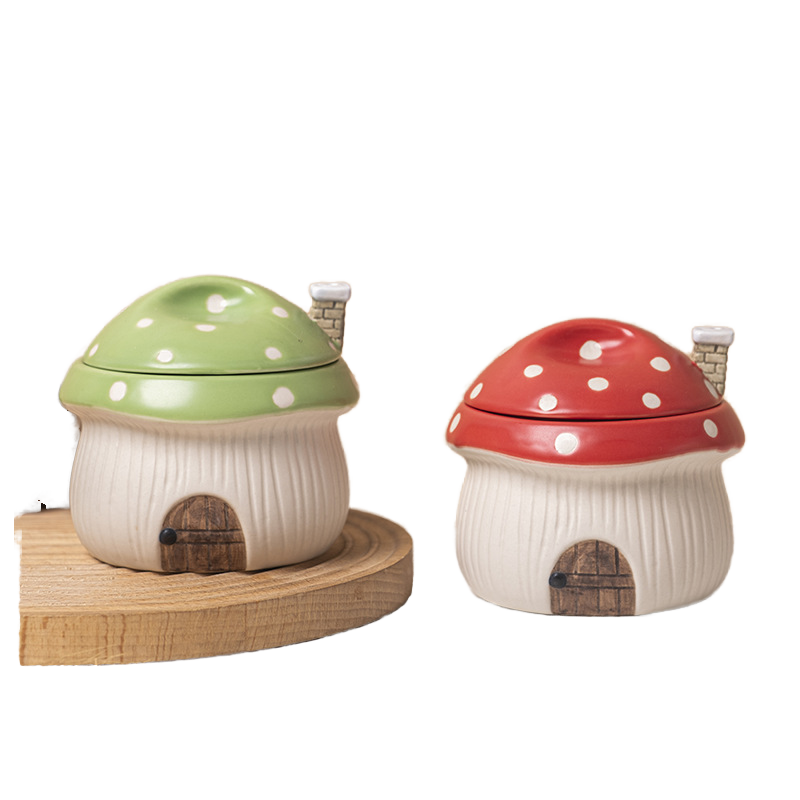 Mushroom Shape Eco-Friendly Porcelain Cartoon Design Ceramic Lid Bowls ...