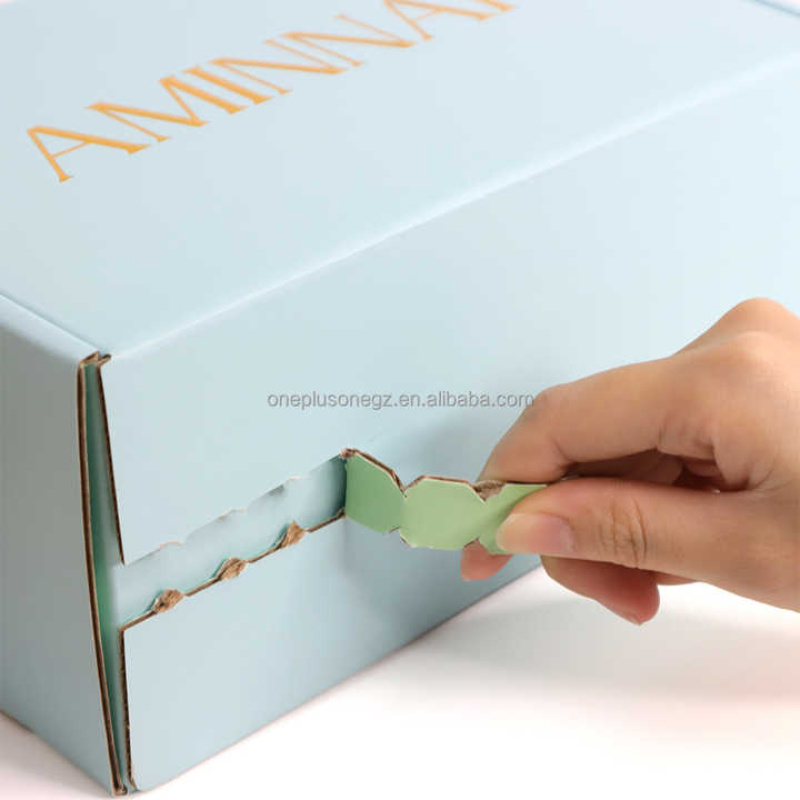 Custom Gold Foil Logo Corrugated Paper Box with Pull Strip and Zipper ...
