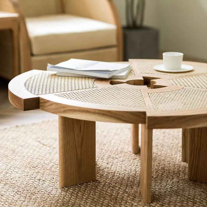 Rattan Based Solid Wood Indian Modern Design Coffe Table for Bar ...