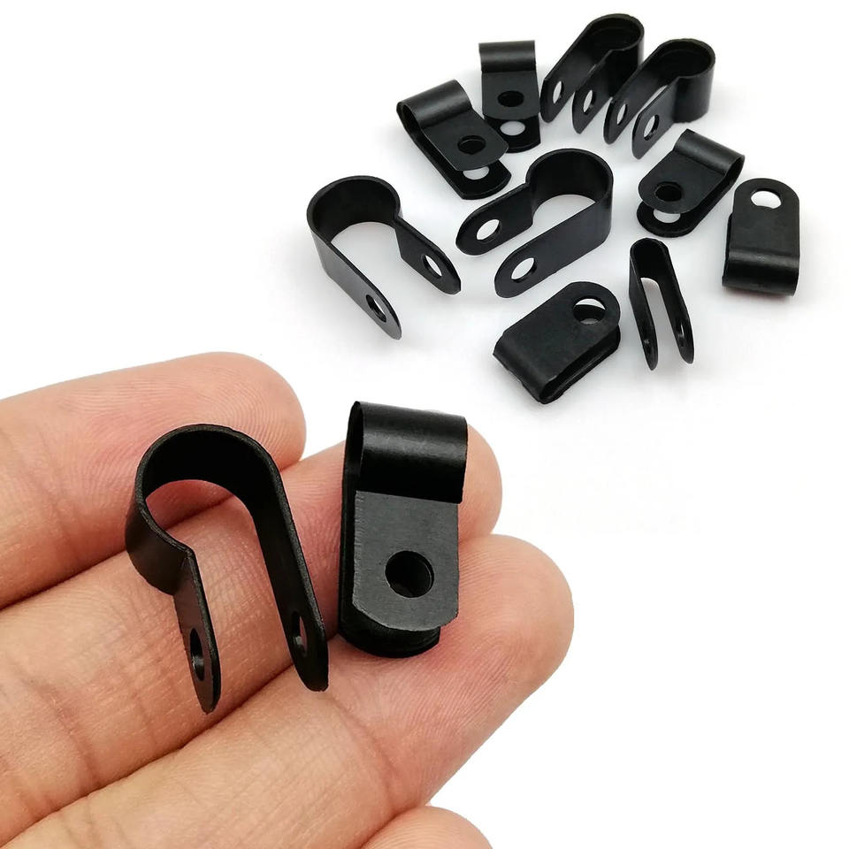 25X Black Nylon U R Shape Cable Clamp Clip 3.3mm-10.4mm ID UV Resistant ...