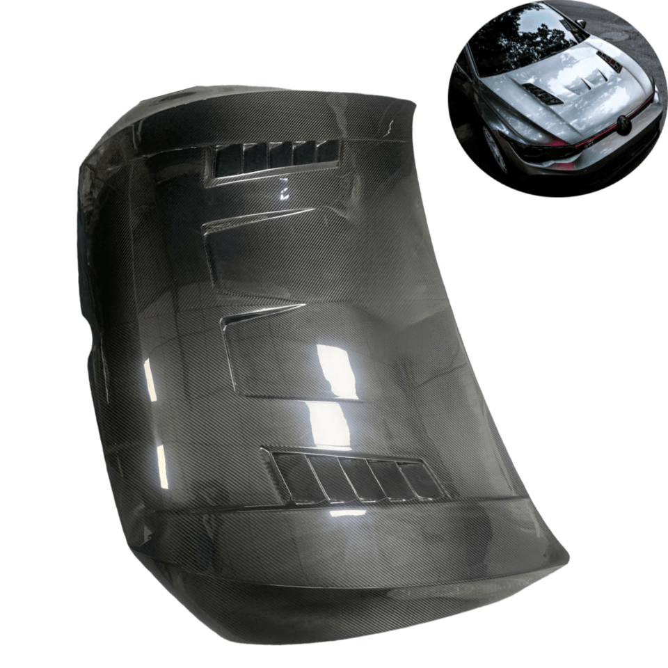 New Volkswagen Golf MK8 Carbon Fiber Hood with Bolts | 2021-2025 TSI ...