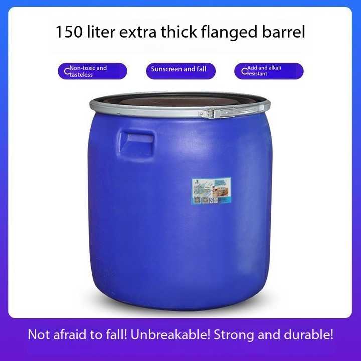 150 Liter Food Grade Flanged HDPE Bucket White Blue Sealed Water ...