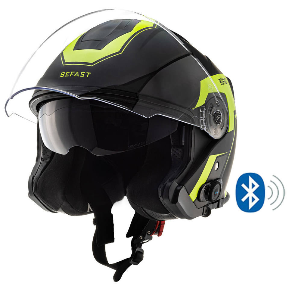 Befast JET Connect jet helmet Yellow Black with integrated intercom XL ...