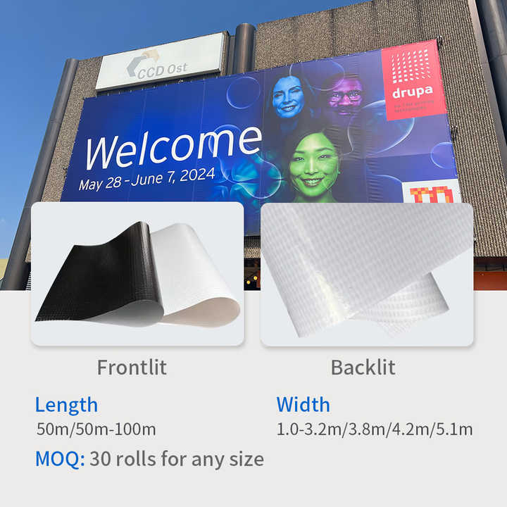 340gsm 440gsm 510gsm Glossy Matte Advertising Banner Material 10oz 13oz Hot Lamination Pvc Flex ...