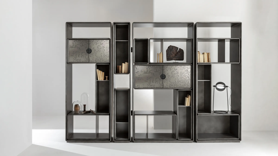 Modern Design Storage Unit Bookshelf Industrial Metal Frame and Stylish ...
