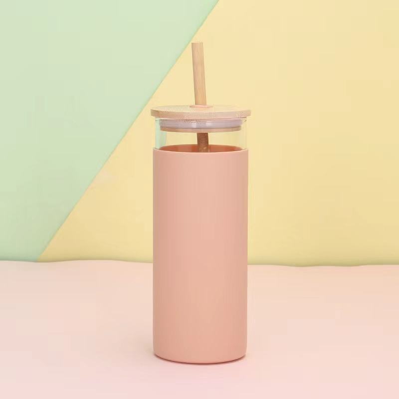 24oz 700ml Reusable Boba cup Borosilicate with silicone sleeve Glass ...