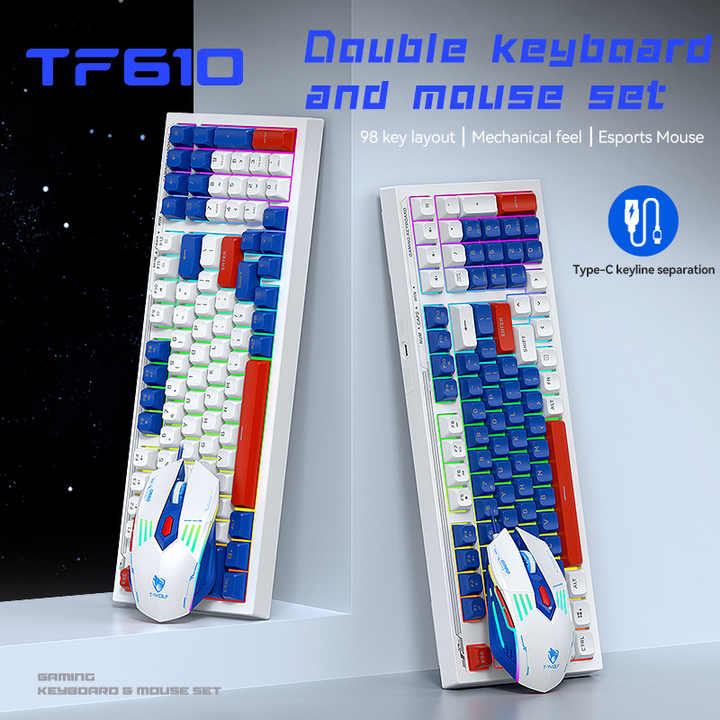 T-WOLF TF610 Gaming Keyboard - 98 Key Layout with 3600 DPI