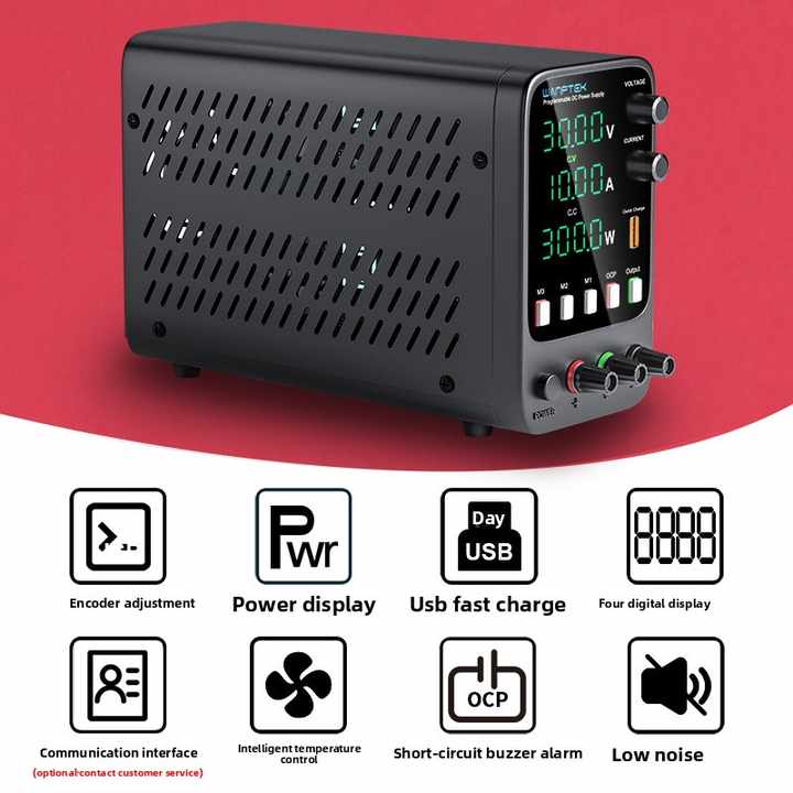 WANPTEK Adjustable Voltage Lab DC Power Supply 30V 10A 60V 5A Bench Power Source for Phone ...