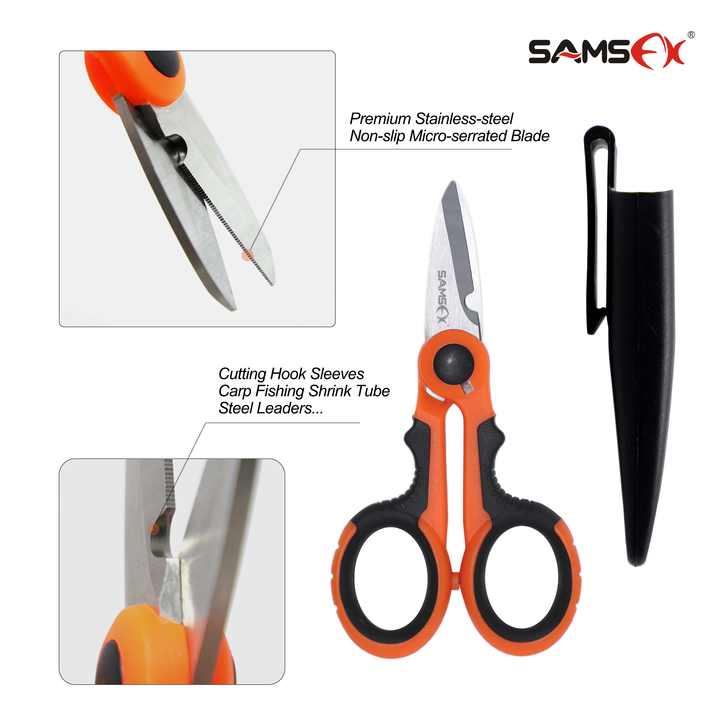 SAMSFX Fishing Scissors - Heavy Duty Anti-Slip Braid Cutters