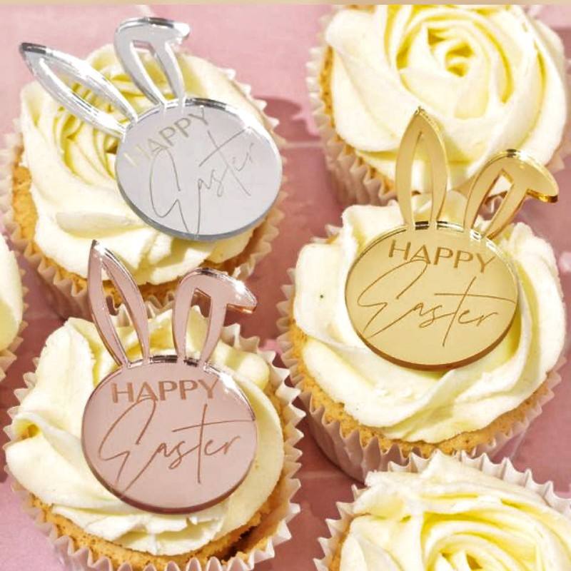 Rabbit Acrylic Happy Easter Cake Decorations Bunny With Eggs Cake ...