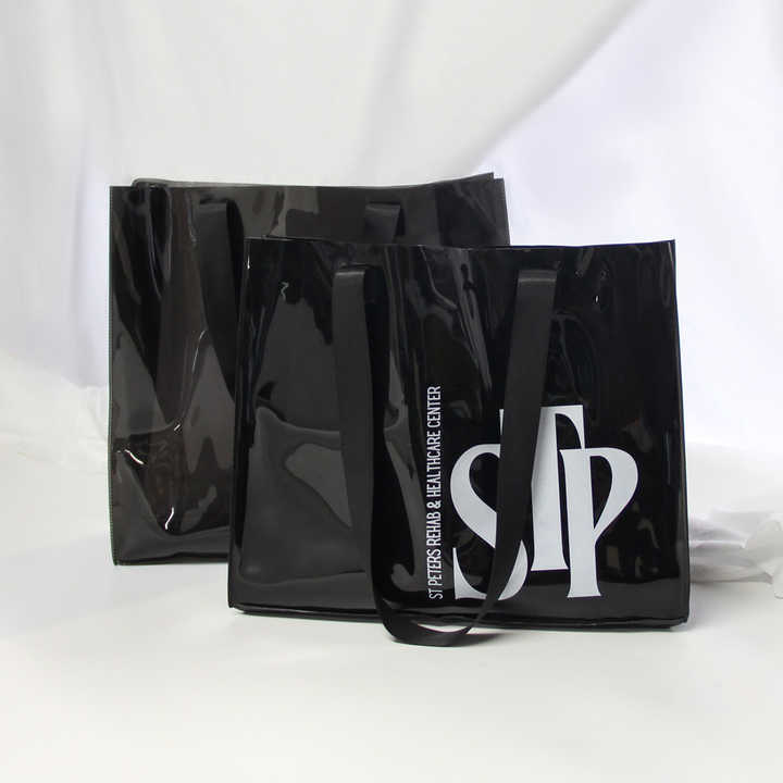 Women's Custom Black PVC Tote Bag Waterproof Transparent Jelly Shopper ...