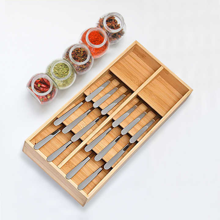 Kitchen Boxes Organizers Bamboo Drawer Organizer for Cooking Tools ...
