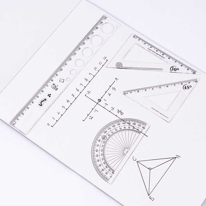 Foska 20cm ABS Translucent Plastic Scale Ruler Set