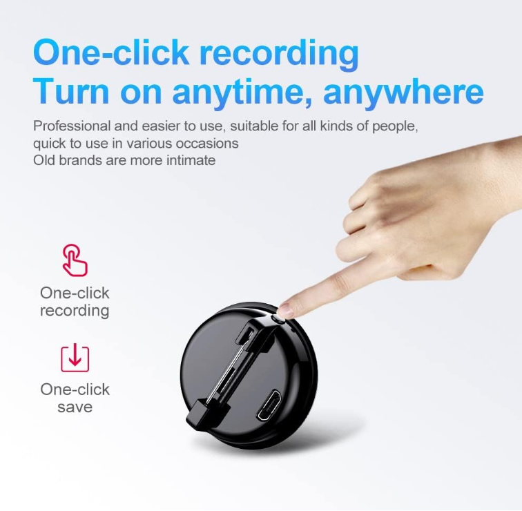Q3 Recording Voice Activated Mini Voice Recorder Brooch WAV Audio ...