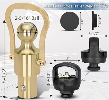 GNXA2061 Puck System Gooseneck Hitch Ball Kit 2-5/16 Inch Ball & Safety ...