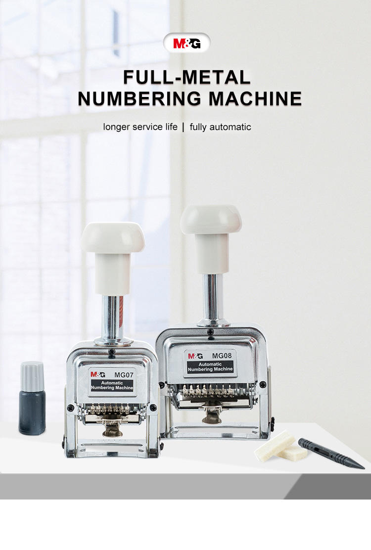 Durable M&G Stainless Steel Full Metal Numbering Machine 8 Digit Office ...