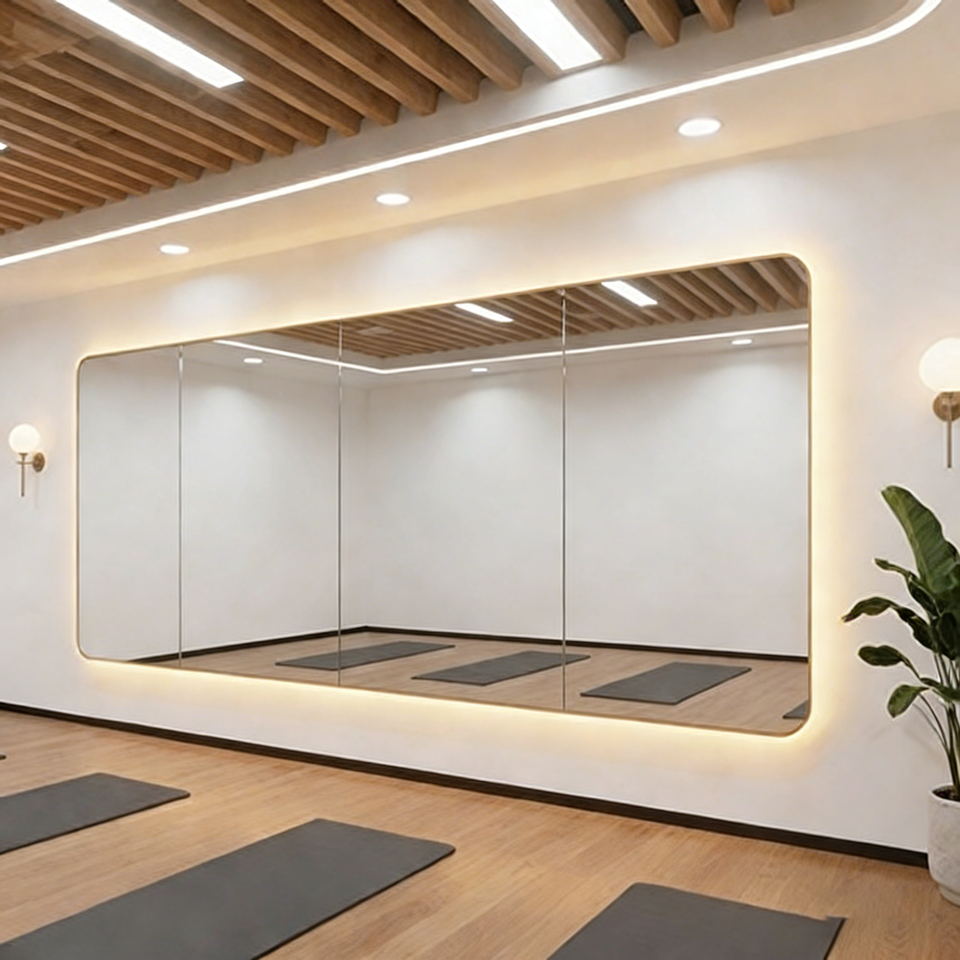 Large Gym Dance Studio LED Mirror, Oversized Splicing Luminous Backlit ...