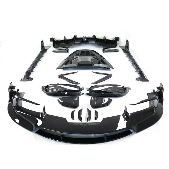 For Ferrari SF90 Upgrade M Style Dry Carbon Fiber Front Lip Skirt Rear ...