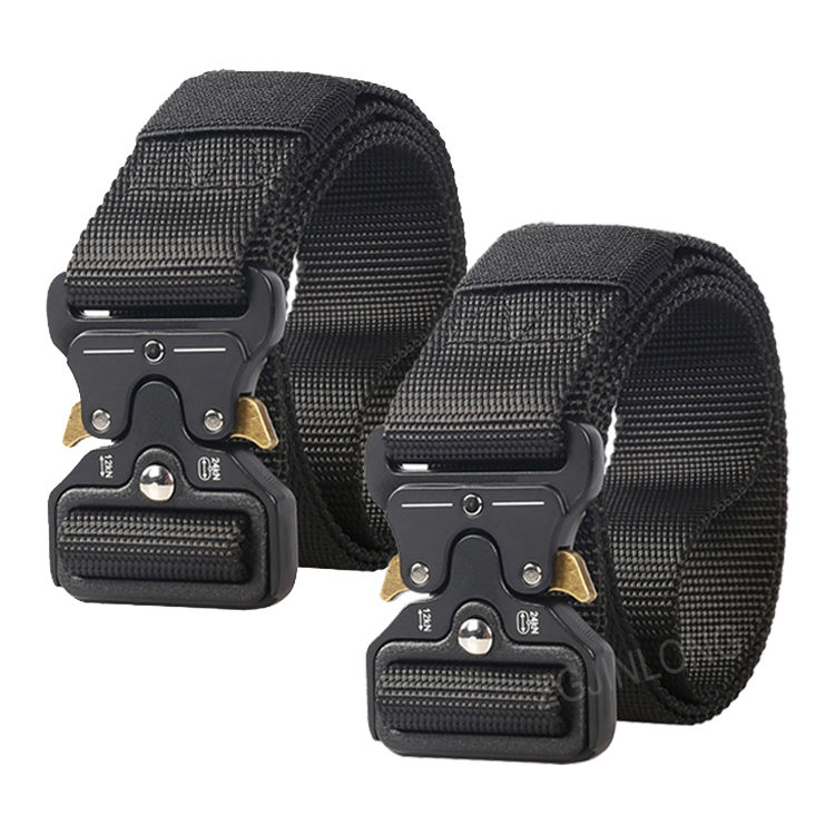 Custom Logo Black Utility Belt - Nylon Canvas 38mm Webbing