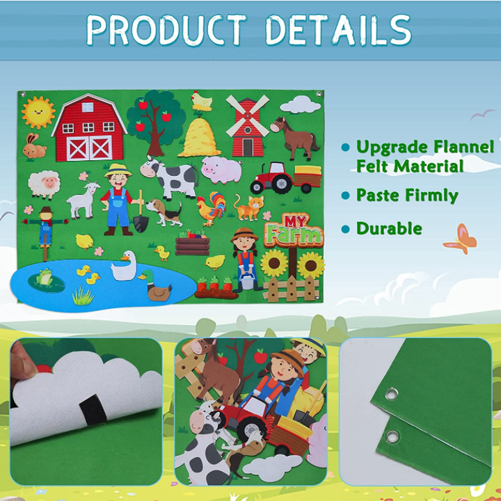 40pcs Farm Animals Felt Story Board Set for Toddlers