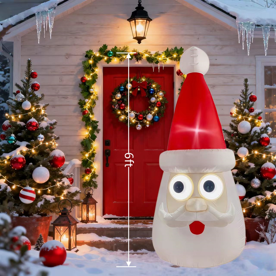 animated Christmas inflatable Decorations Outdoor Santa Claus head ...