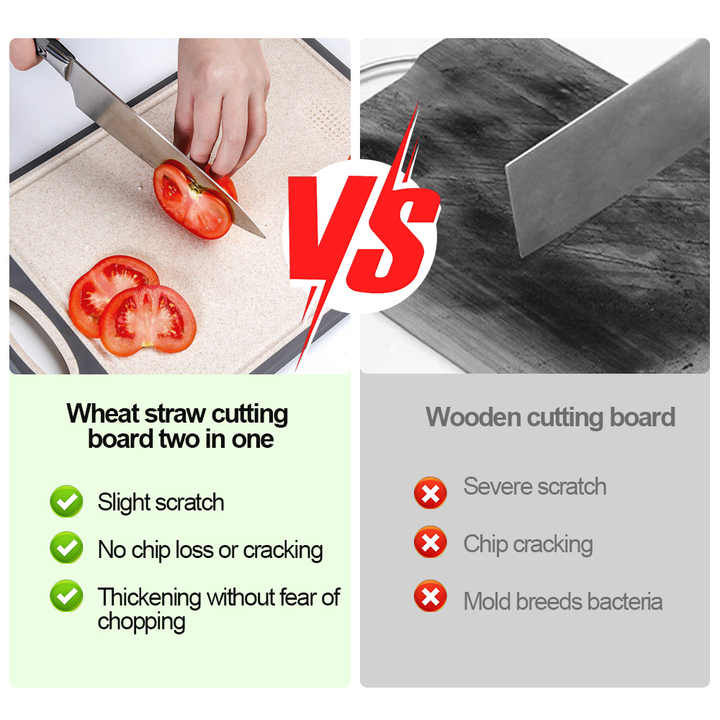 Stainless Steel & Wheat Straw Cutting Board - Double Sided