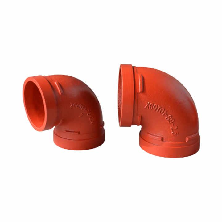 90 Degree Ductile Iron Grooved Pipe Fitting Elbow 25mm Welded Fire Fighting Tees Plated and ...