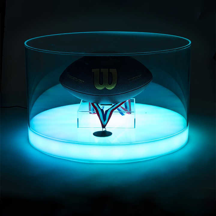 Round Acrylic Display Case with RGB LED Base for Wholesale