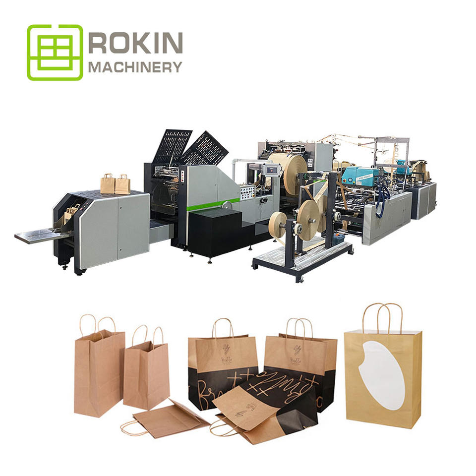 ROKIN High Technology Automatic Paper Bag Making Machine with Flat ...
