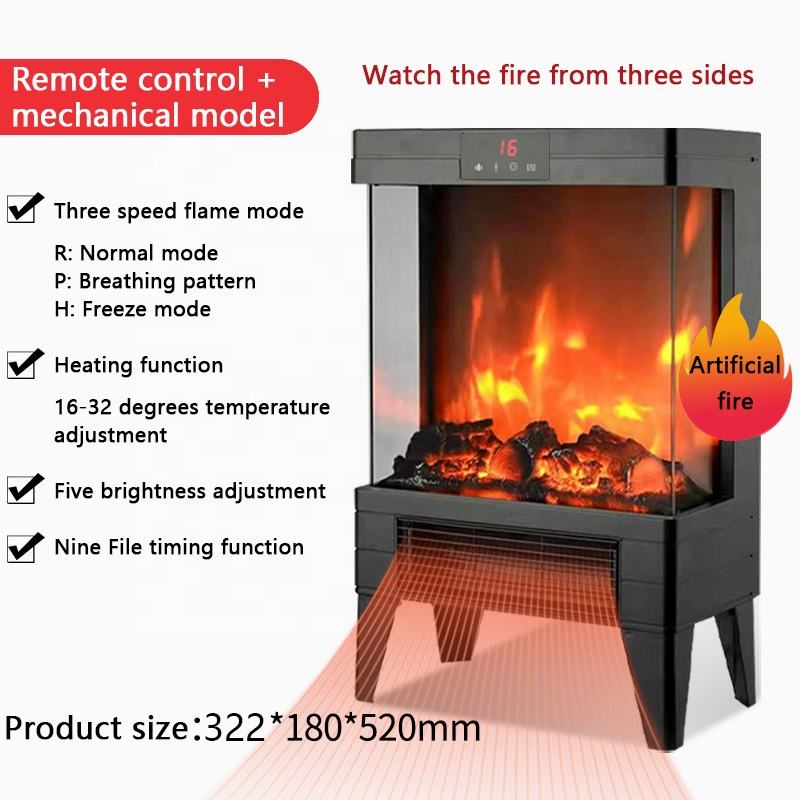 Modern Portable Electric Fireplace Realistic LED Flame Effect English ...