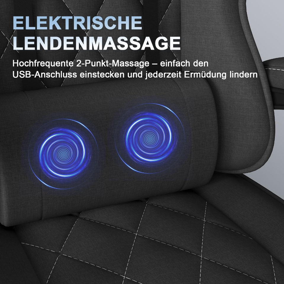 Ergonomic Office Racing Chair Black Fabric Gaming Chair High Back ...