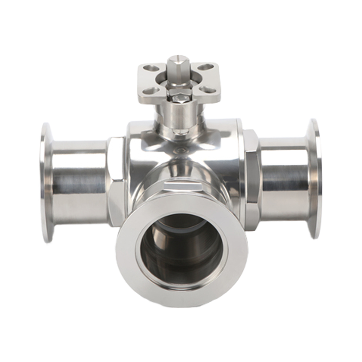 High Platform Sanitary Grade Three-Way Split Flow Ball Valve Manual ...