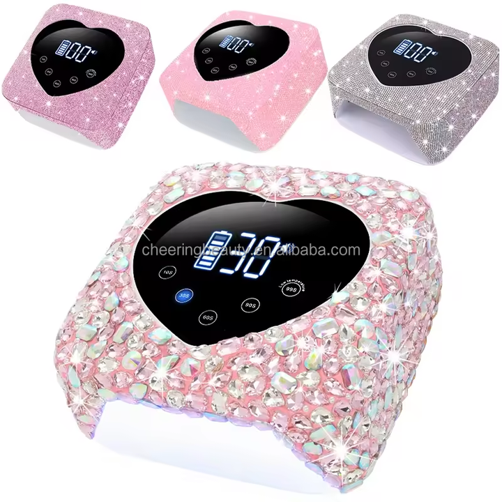 New 72W Full Diamond Rhinestone UV LED Nail Lamp Heart Pink Bling Nail ...