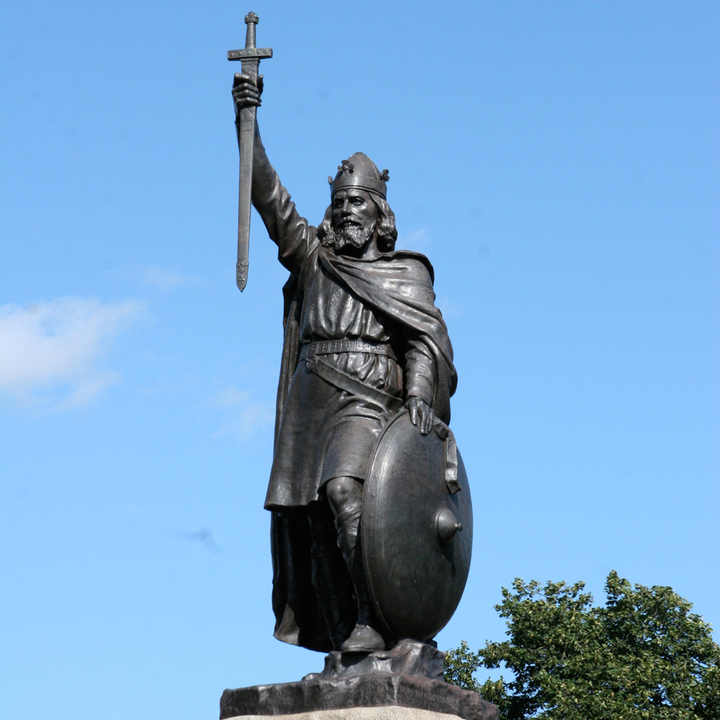 Life Size Bronze King with Sword and Shield Statue