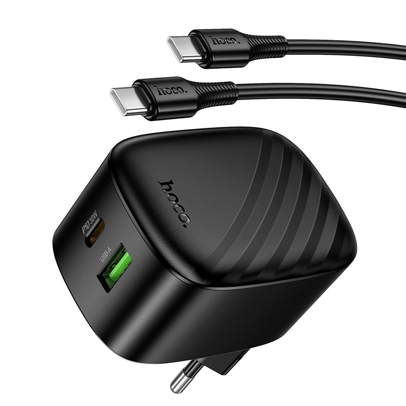 Hoco CS102A Folding PD 30W QC3.0 Charger EU with USB C Cable
