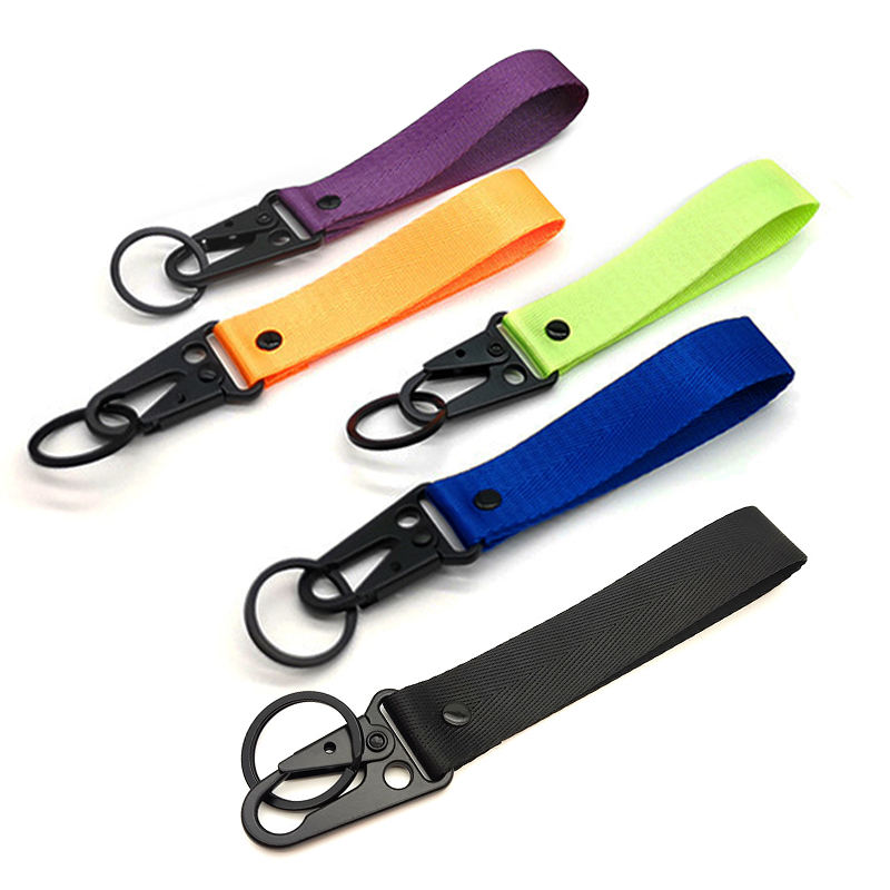 Custom Logo Colorful Woven Polyester Short Keychain Lanyard Promotional ...