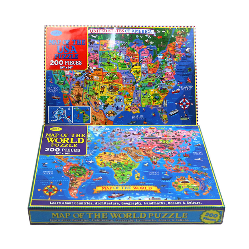 Custom Jigsaw Puzzle World Map - 48 to 100 Pieces for Kids