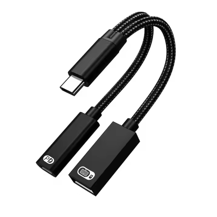2-in-1 USB C Splitter OTG Adapter 60W PD Charging Cable with Quick Charge Type C OTG USB Female ...