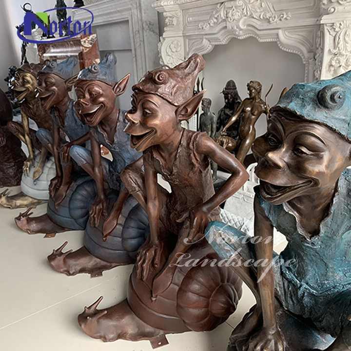 Custom Garden Decoration Life Size Elves Sculpture Metal Art Brass Bronze Foundry Goblin Statues ...