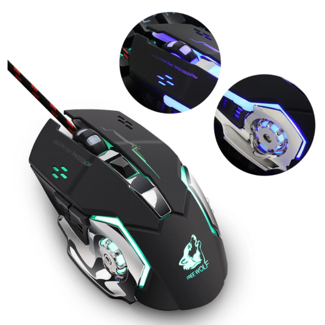 V5 USB Wired Gaming Mouse - 4000 DPI LED Optical Mouse