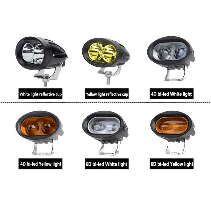 Offroad Auxiliary Work Light White Yellow Motorcycle Headlight LED ...
