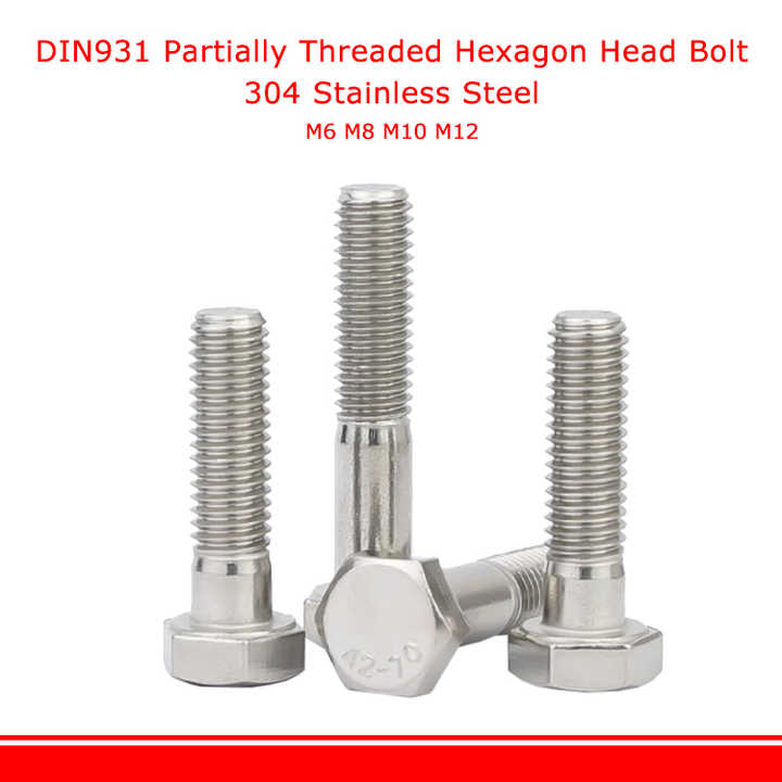 M6 M8 M10 M12 Partial Thread Half Tooth External Hex Head Screws 304 A2 Stainless Steel Half ...